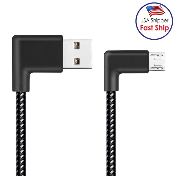 AMZER 2m 2A USB to Micro USB Weave Style Double Elbow Data Sync ...