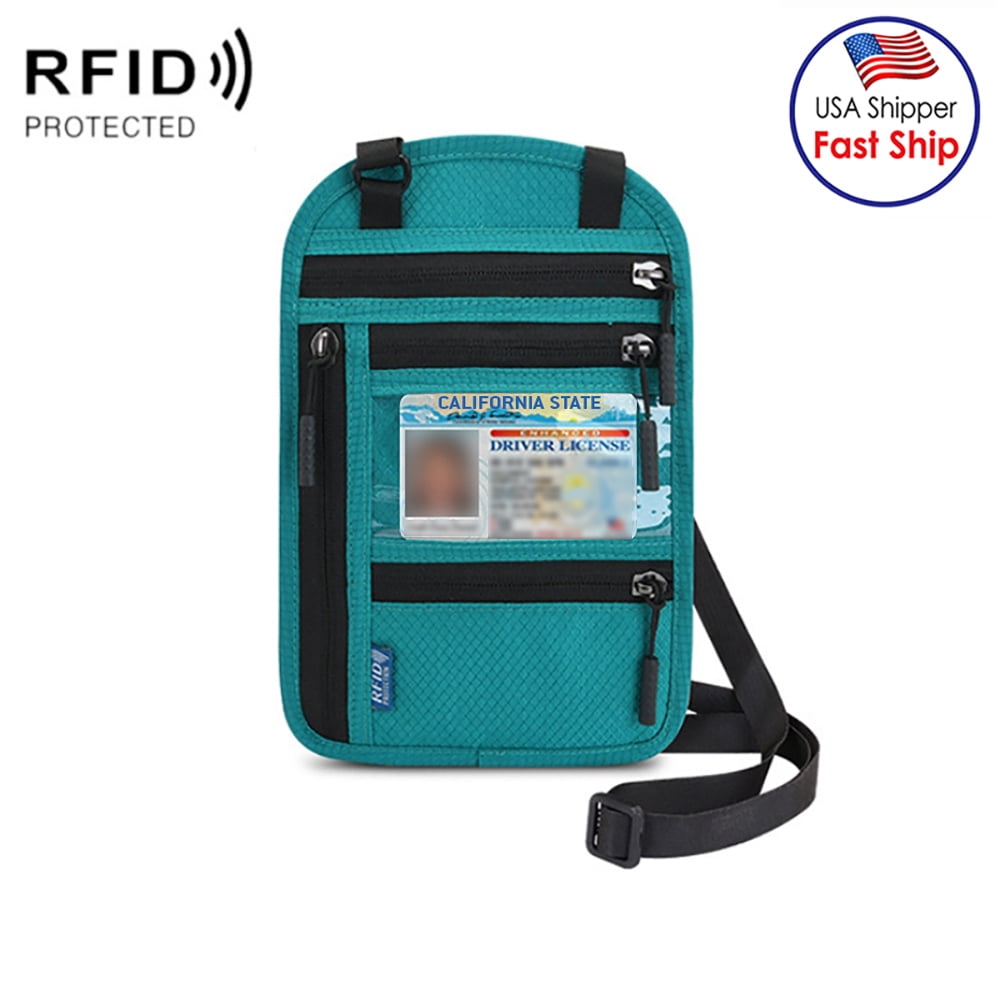 AMZER Travel Neck Pouch Neck Wallet with RFID Blocking Passport Holder ...