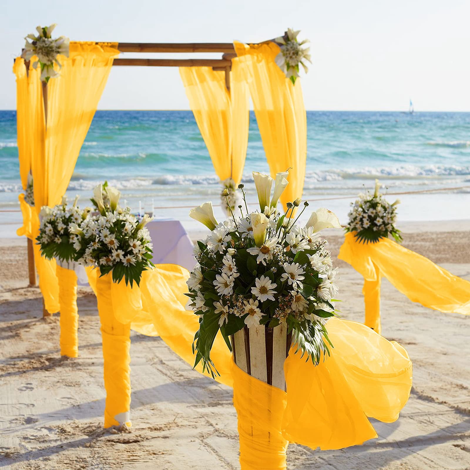 AMZLOKAE Chiffon Curtains 2 Panels Sheer Chiffon Backdrop Curtain Voile ...