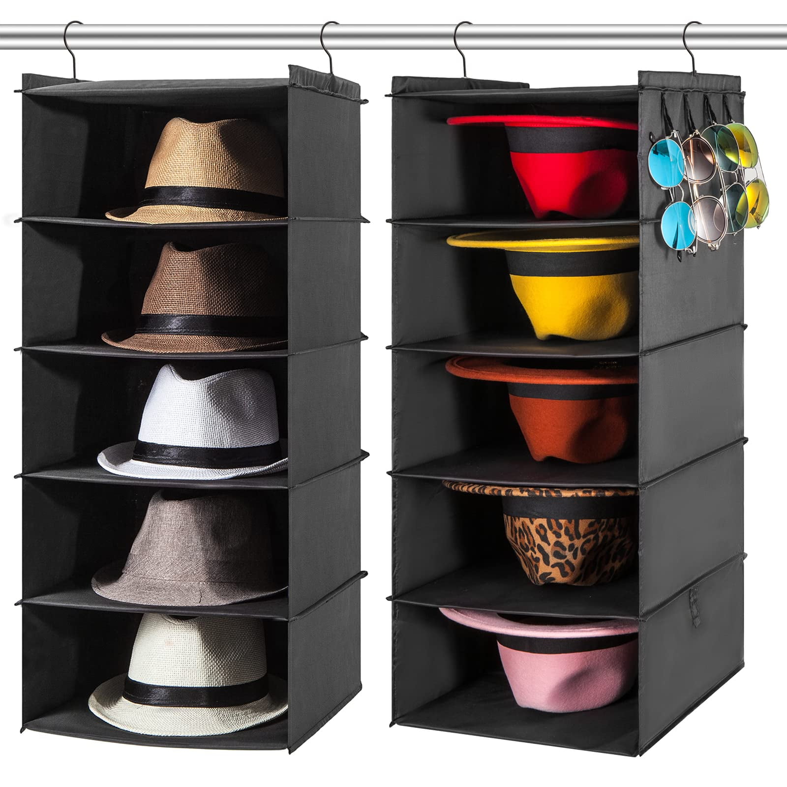 AMZOK Hat Rack for Closet Hanging Hat Organizer for Fedora, 2 Pack 10 ...