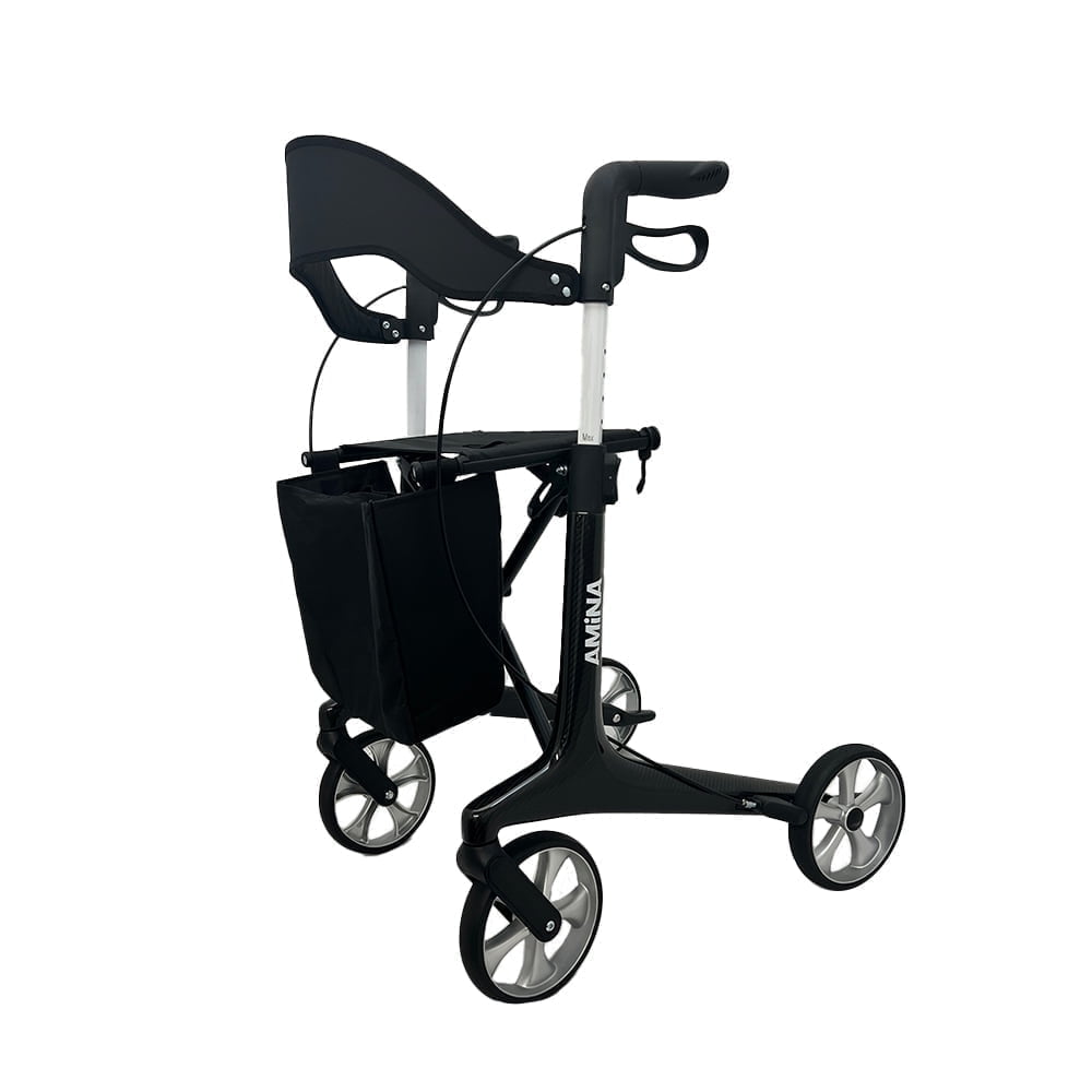 AMiNA Lightweight Carbon Fiber Rollator Walker with Seat, 440 lbs ...