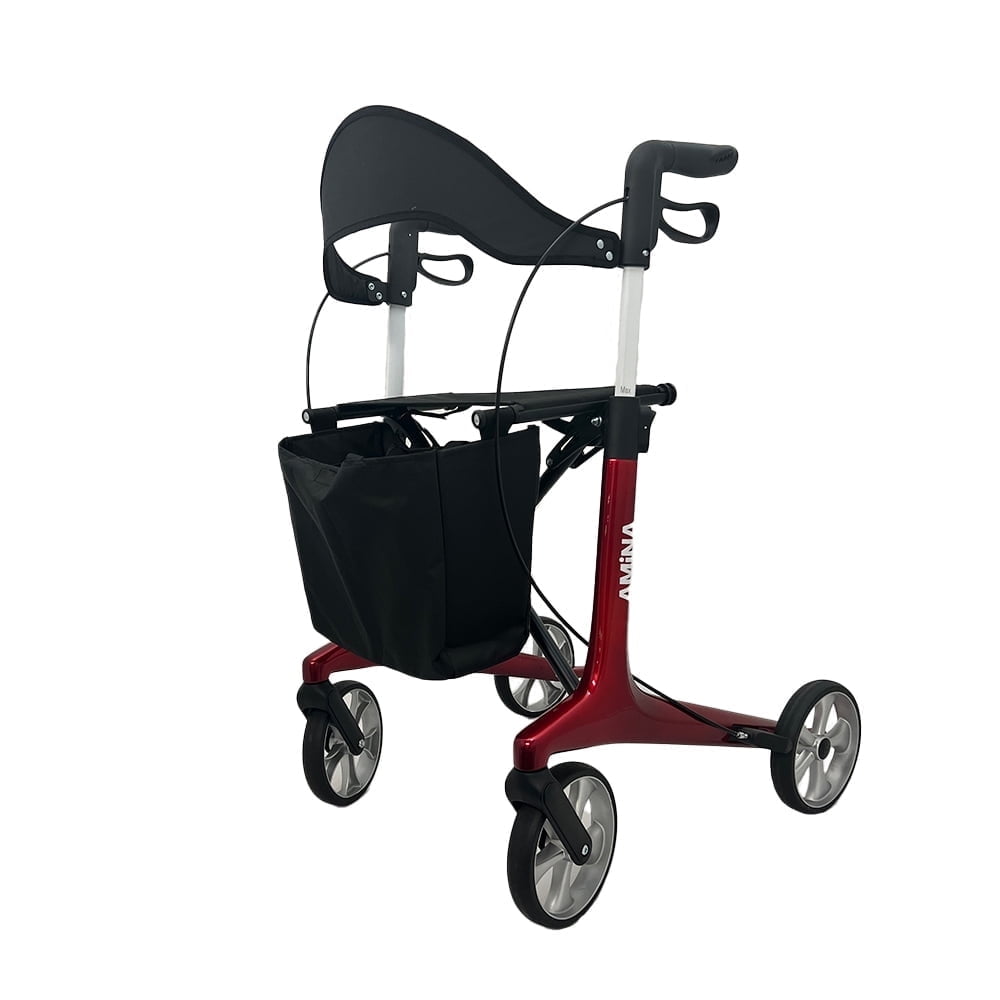 AMiNA Lightweight Carbon Fiber Rollator Walker with Seat, 440 lbs ...