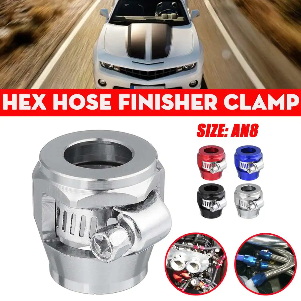 AN4 AN6 AN8 Hex Hose Finisher Clamp Screw Band Hose End Cover Fitting ...