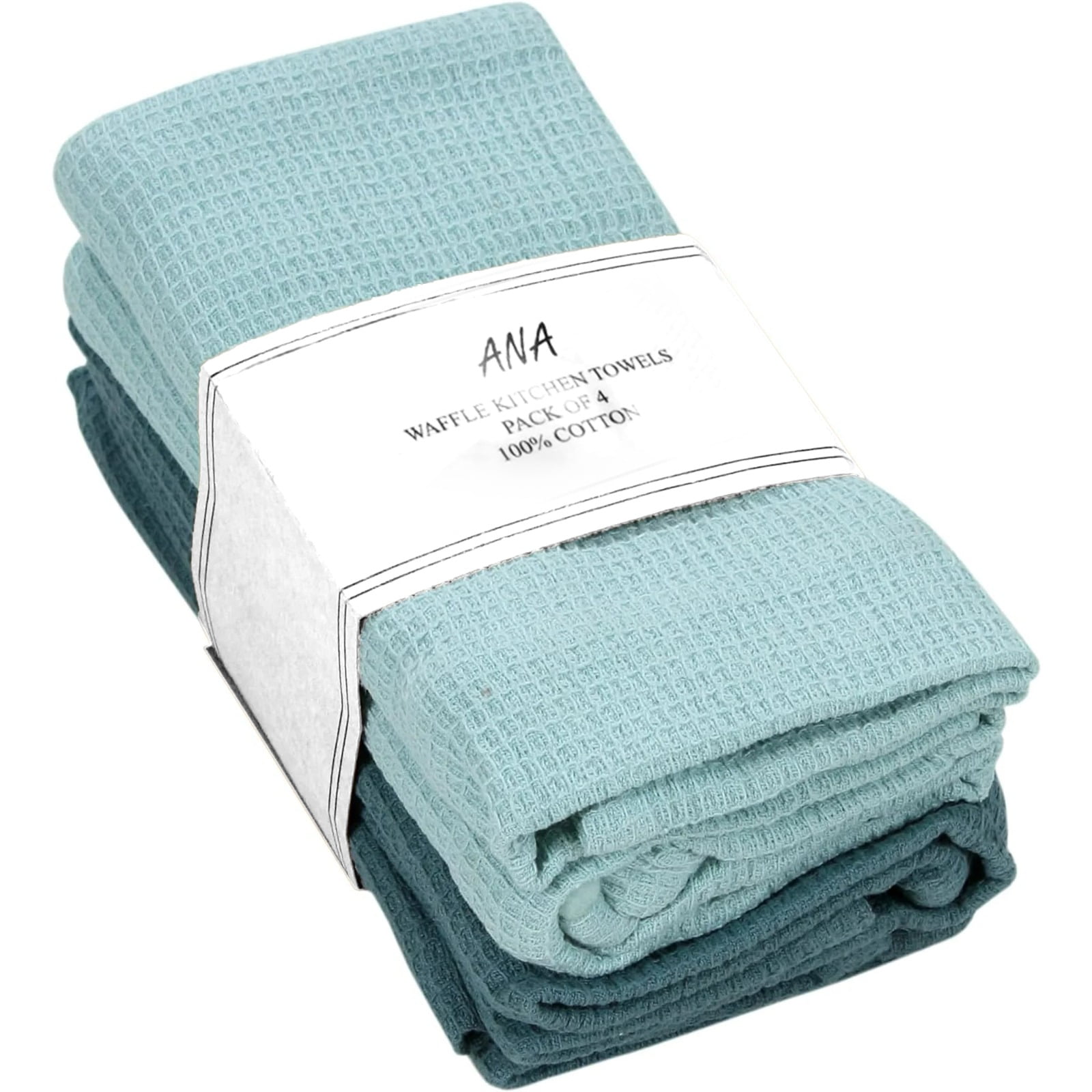 ANA 100% Cotton Waffle Weave Kitchen Towel Set of 4 Super Soft ...