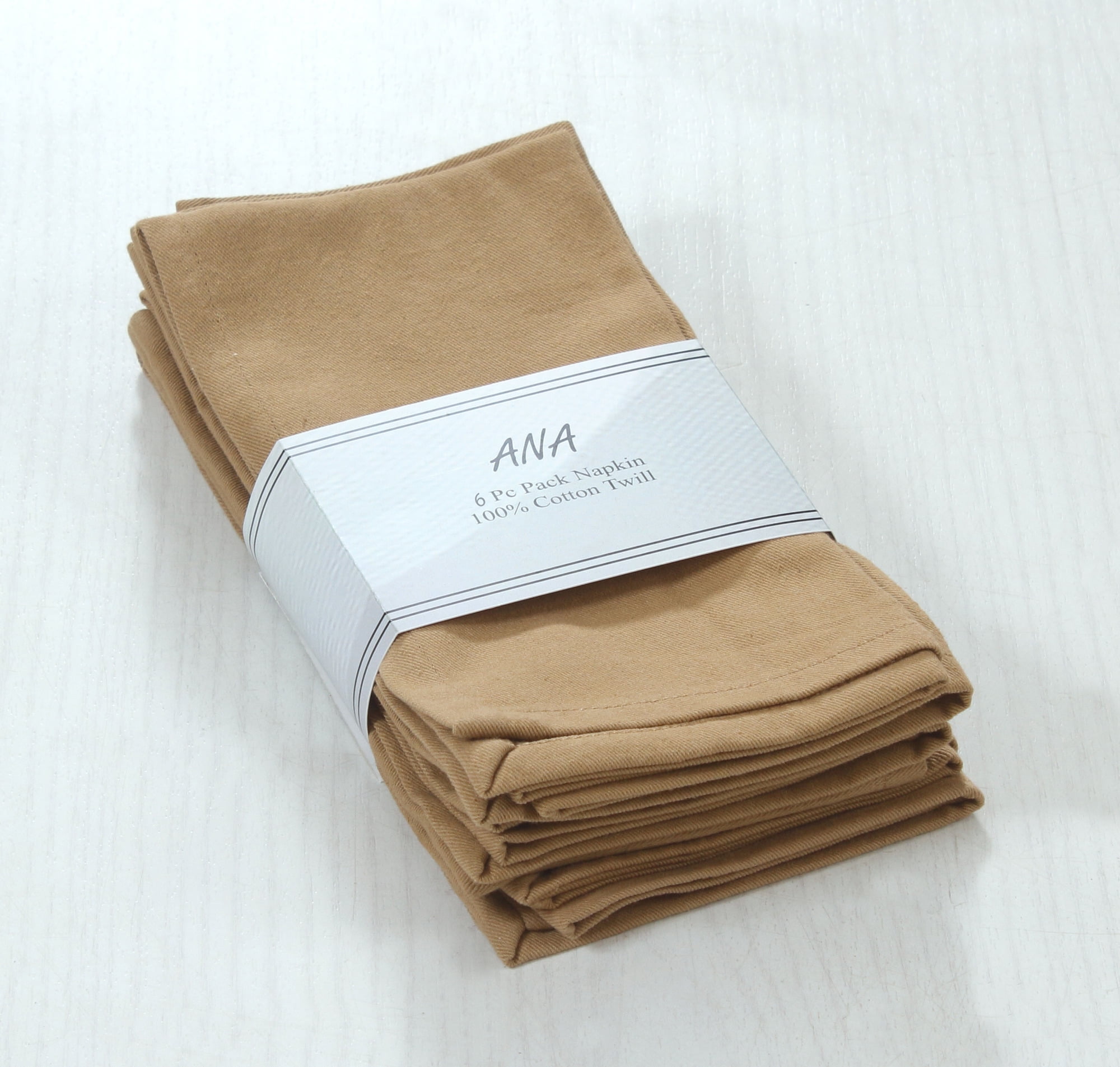 ANA Brown Cloth Napkins Set of 6 18x18 inch Cotton Dinner Napkins ...