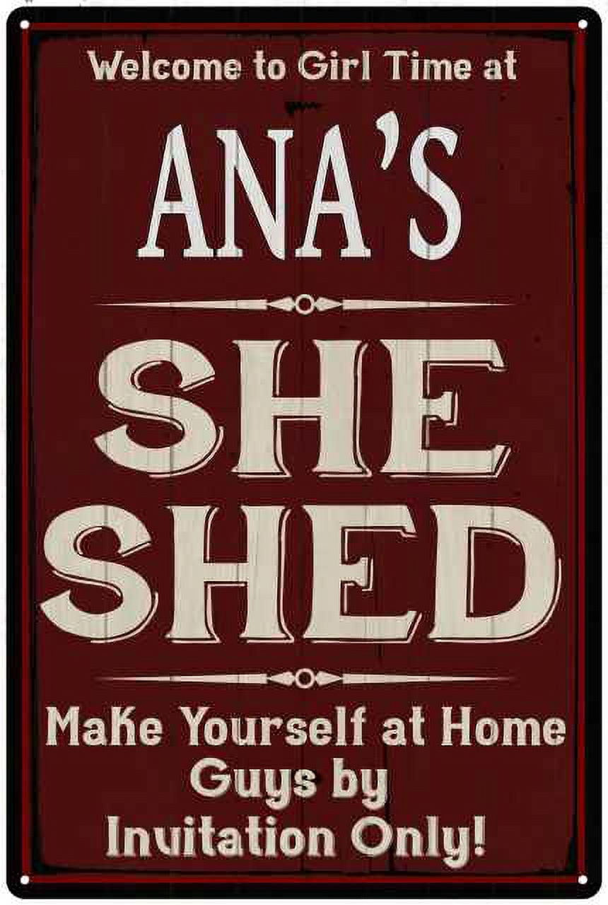 ANA'S She Shed Red Sign Gift Lady Cave 12x18 Metal Sign 112180088184 ...