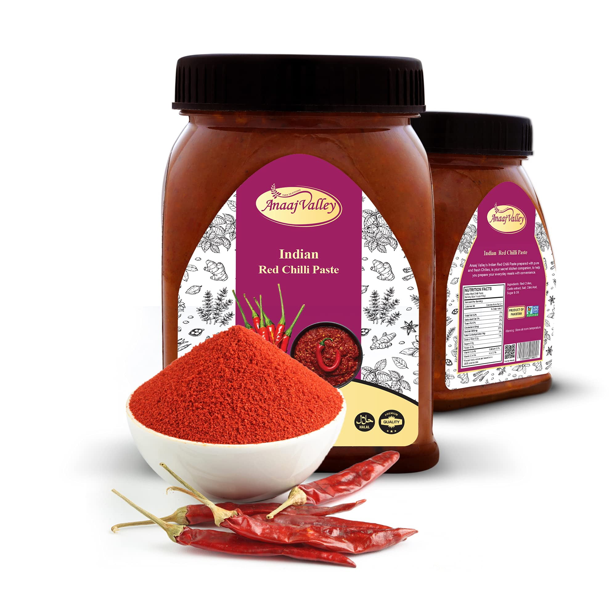 ANAAJ VALLEY Red Chili Paste – 350g Indian Red Chili Paste – Spicy Red ...