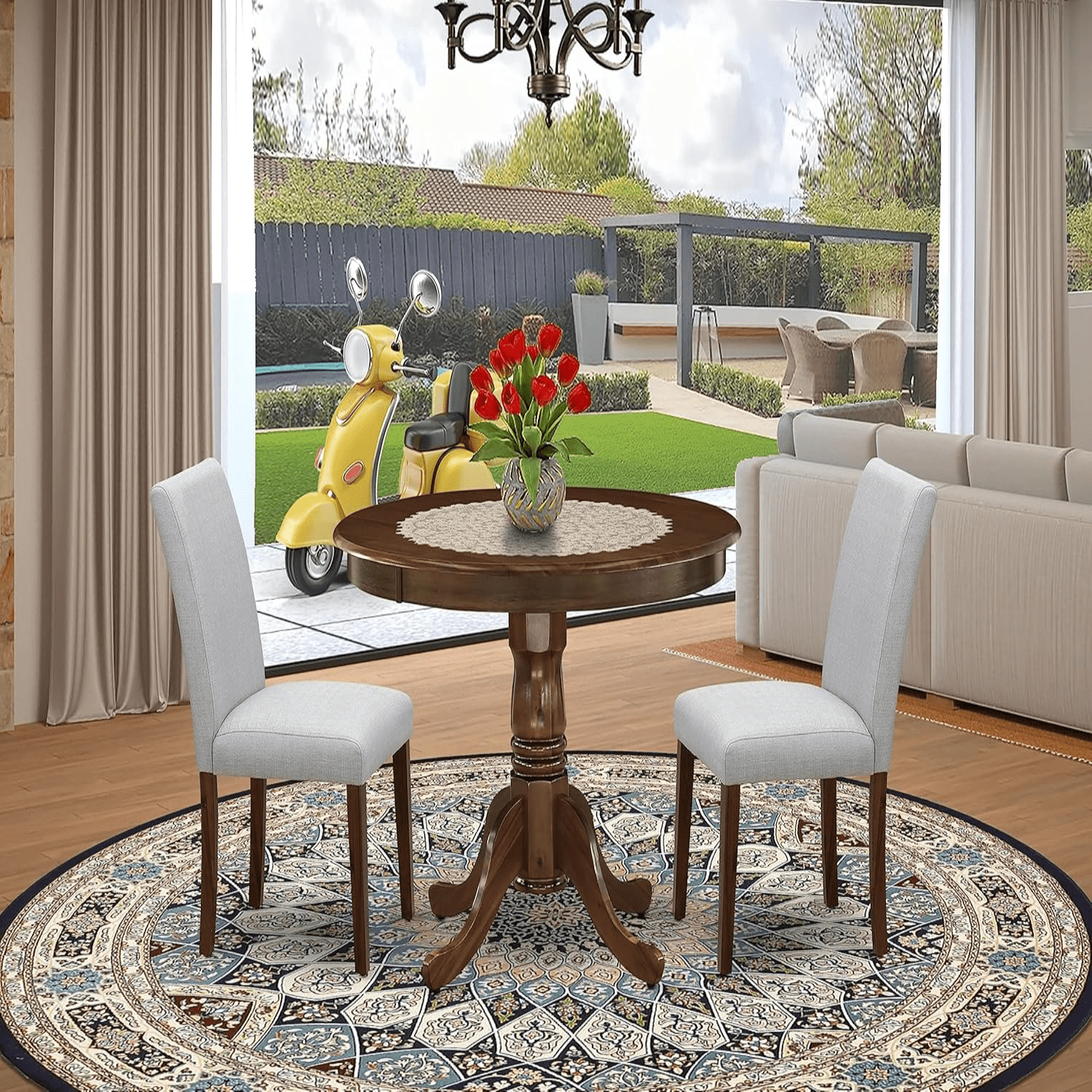 ANAB3-OAK-55 Kitchen Table & Chairs Set Contains a Round Dining Room ...