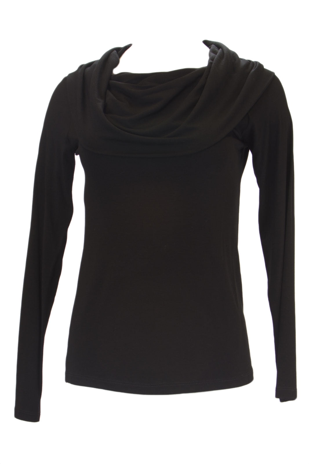ANALILI Women's Wide Cowl Neck Long Sleeve Top 356M18 Sz Small Black ...