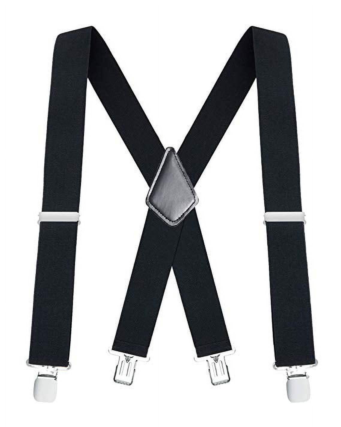 Amerteer Heavy Duty Clip Suspenders for Men, Adjustable X Back, Elastic ...
