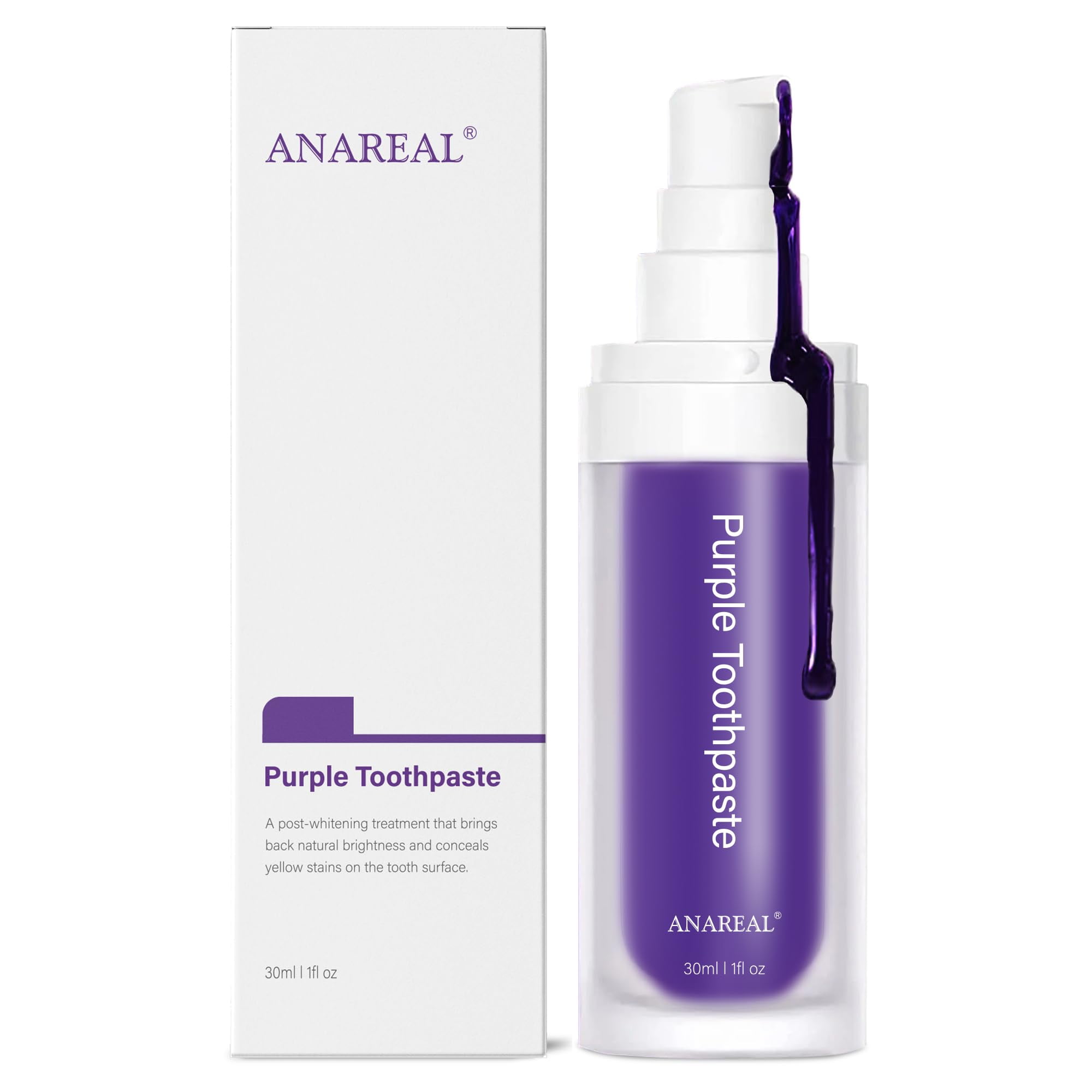 ANAREAL Purple Toothpaste for DHF10 Teeth Whitening, Purple Whitening ...