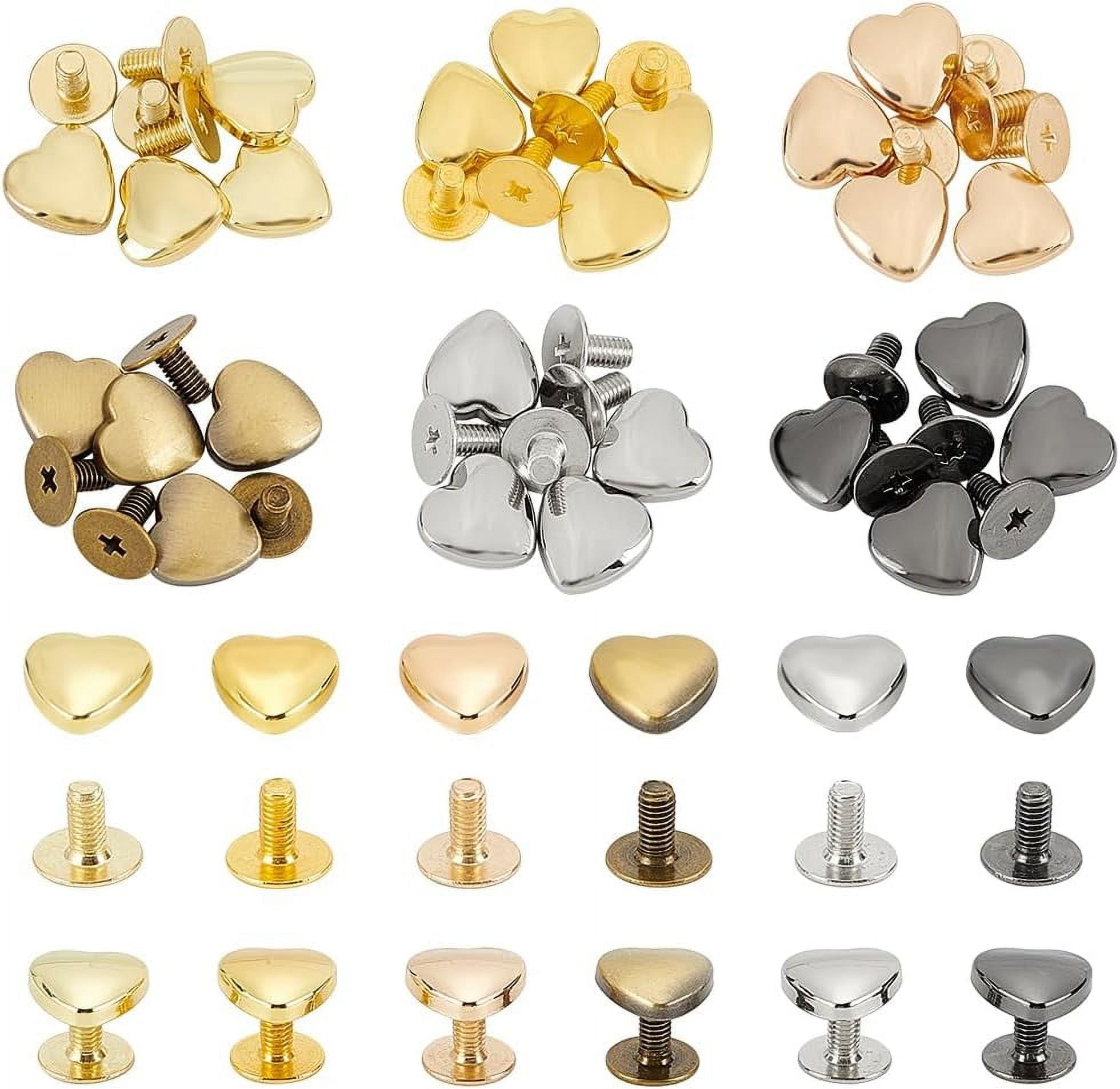 ANATTASOUL Metal Heart Shape Decoration Stud Rivets for Belt Clothes ...