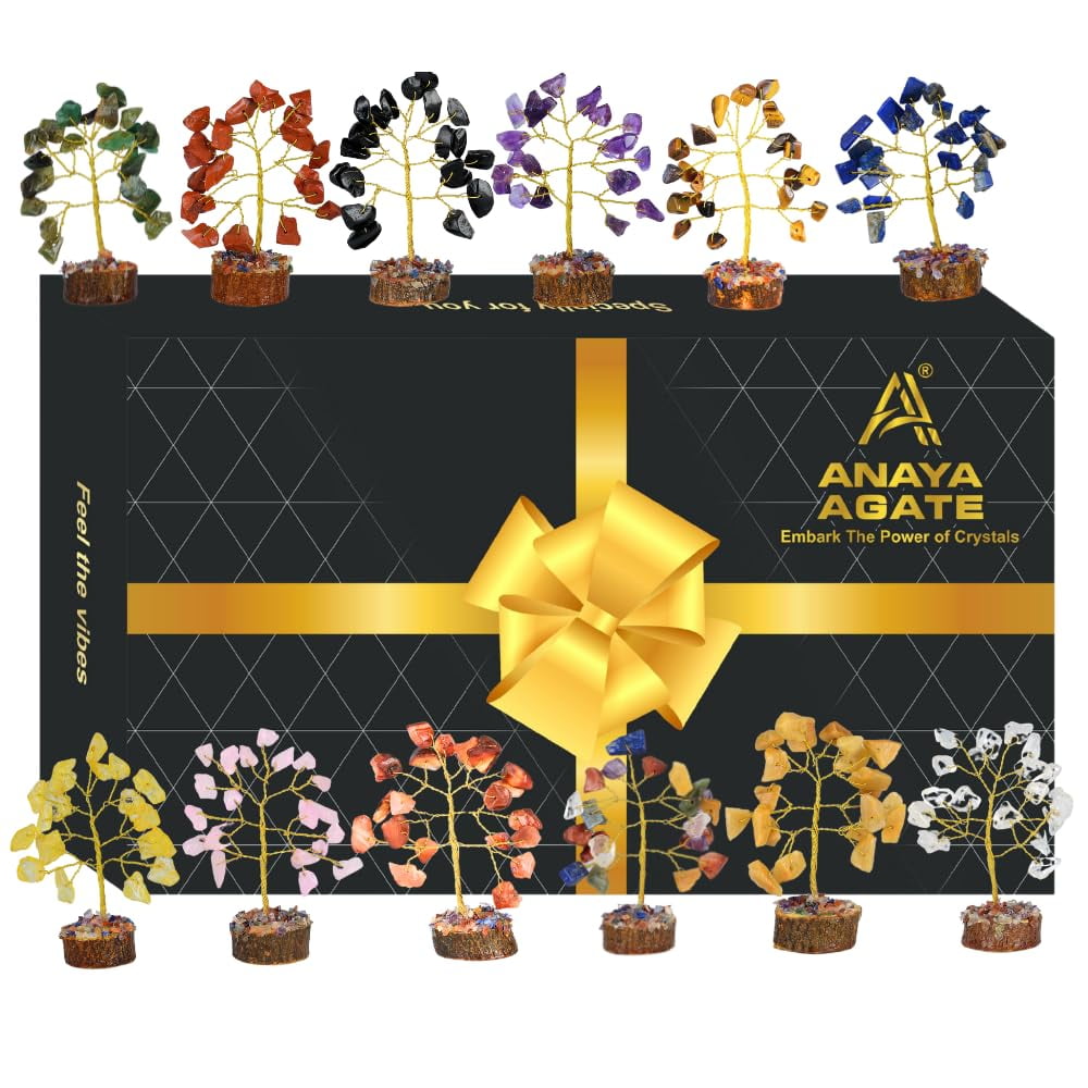 ANAYA AGATE Crystal Tree Gift for Women, Set 12 Handcrafted Tree Life ...