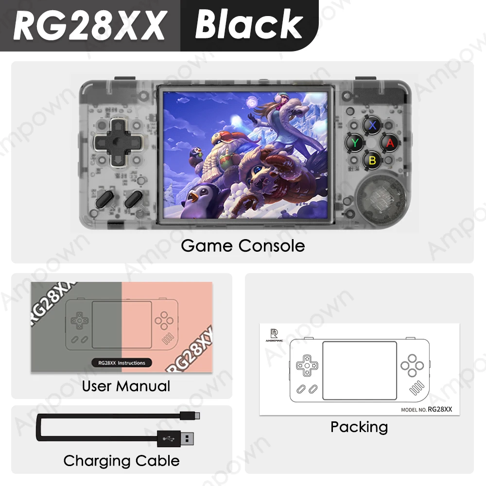 ANBERNIC RG28XX Handheld Game Console 2.83'' IPS Screen HDMI Output ...