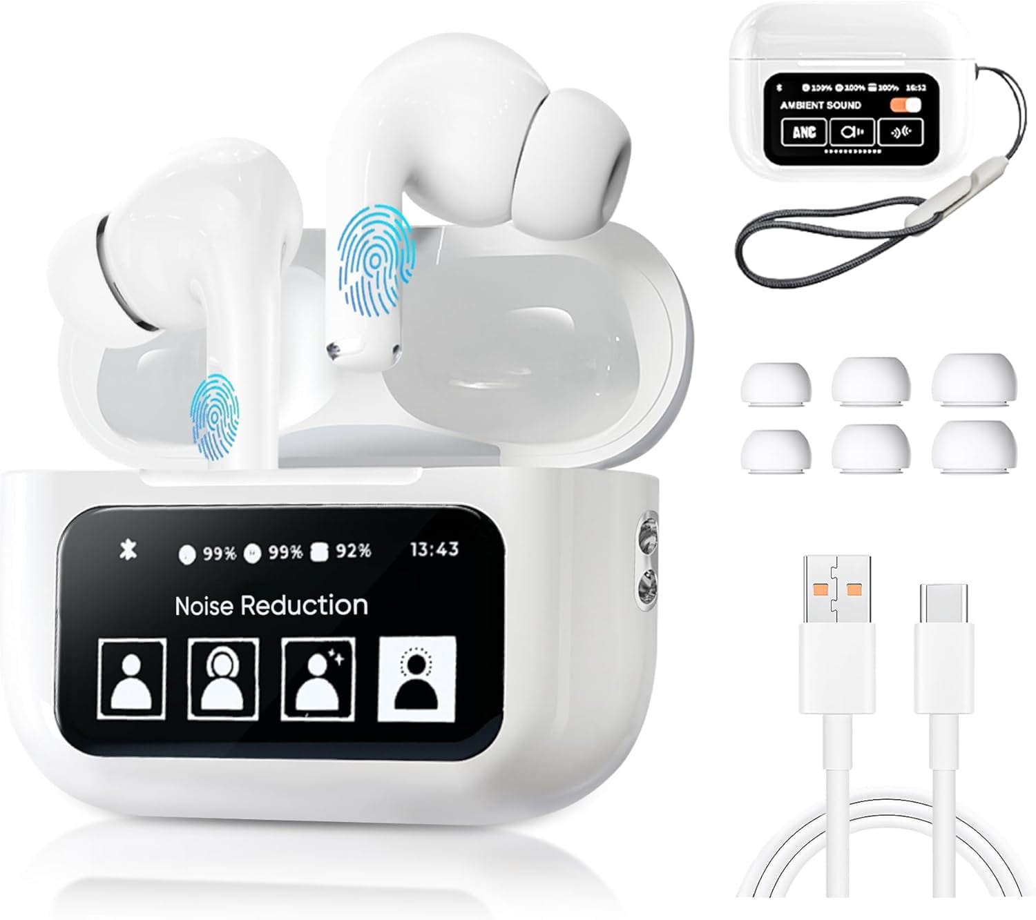 ANC Touch Screen Earbuds, Wireless Earbuds, ANC Earbuds Noise ...