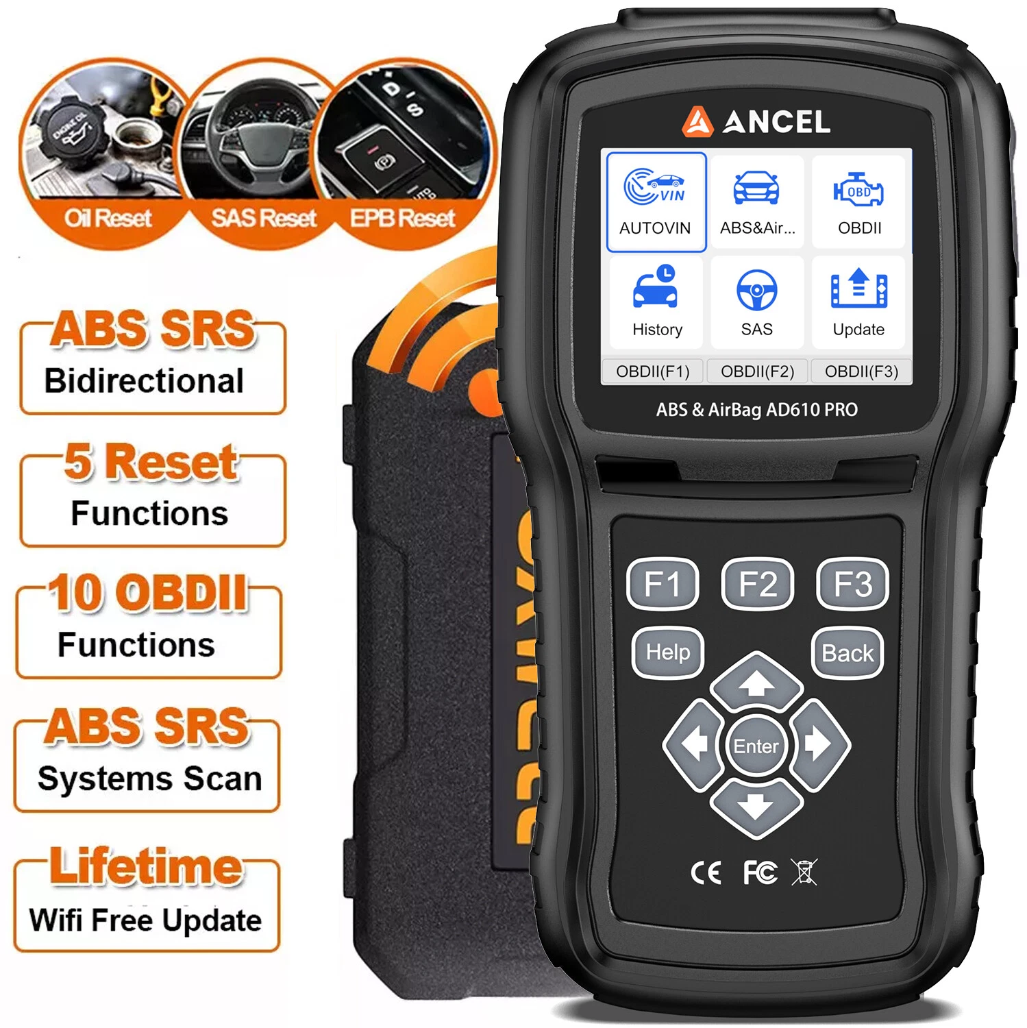 ANCEL AD610 Plus Bi-Directional OBD2 Scanner, ABS/SRS/SAS Diagnostic ...