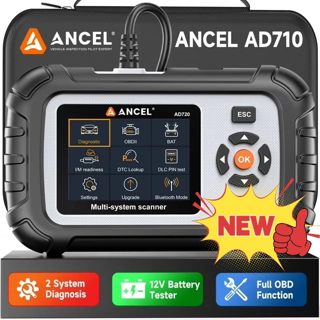 ANCEL AD710 Bluetooth OBD2 Scanner Car Diagnostic Scan Tool with 2 in 1 ...