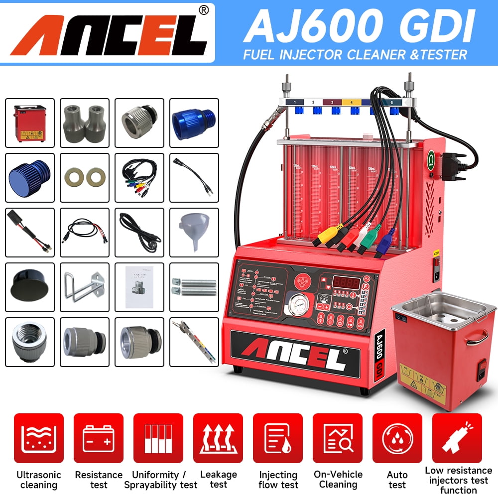 ANCEL AJ600 GDI Fuel Injector Cleaner and Tester 6-cylinder Vehicle ...