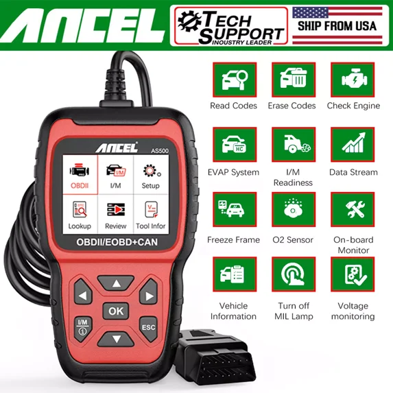 ANCEL AS500 Engine Code Reader Full OBD2 Modes OBD2 Scanner Car Engine ...