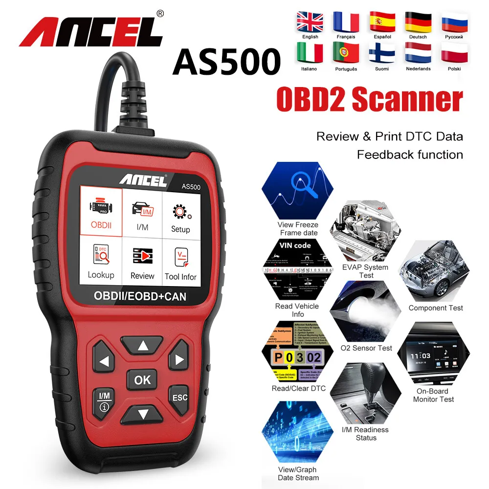 ANCEL AS500 OBD2 Scanner Automotive Scanner OBD EOBD Car Scanner Auto Code Reader Check Engine ...