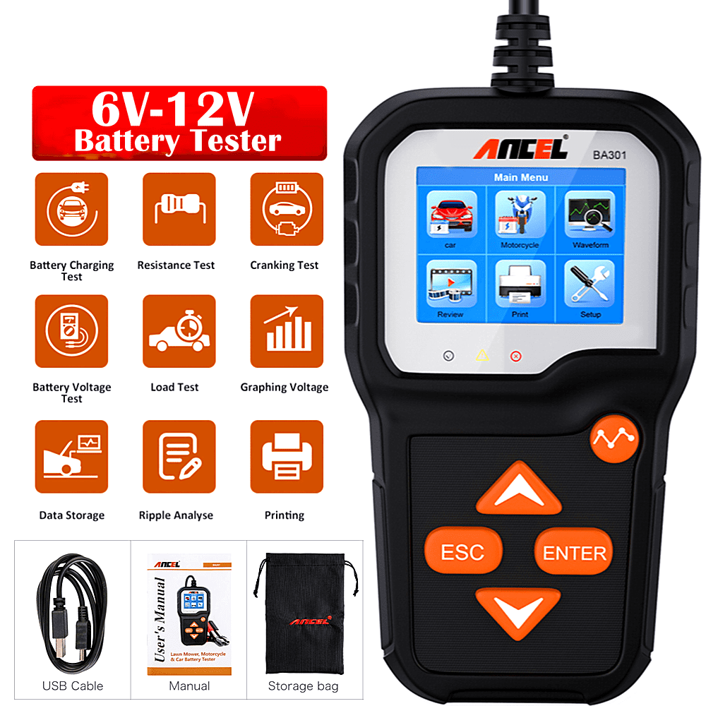 ANCEL BA301 6V 12V Car Battery Load Tester Alternator Analyzer ...