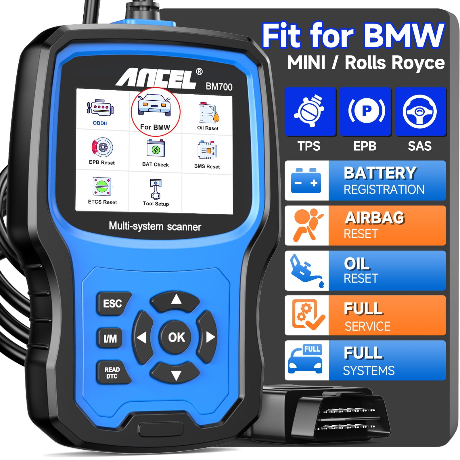 ANCEL BM700 Fit for BMW OBD2 Scanner - Full Diagnostic Scan Tool with ...