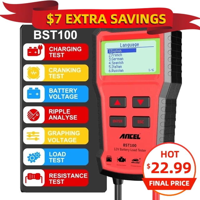 ANCEL BST100 Car Battery Tester Charger Tester 12V Battery Analyzer 100 ...