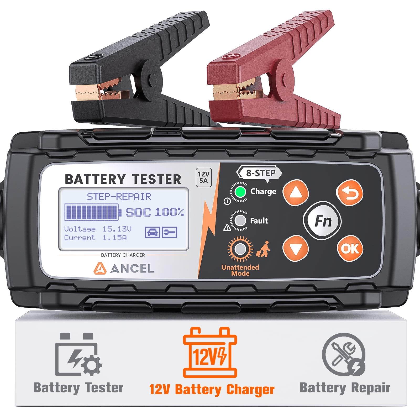 ANCEL BT521 12V Car Battery Charger Tester with LCD Display Battery ...