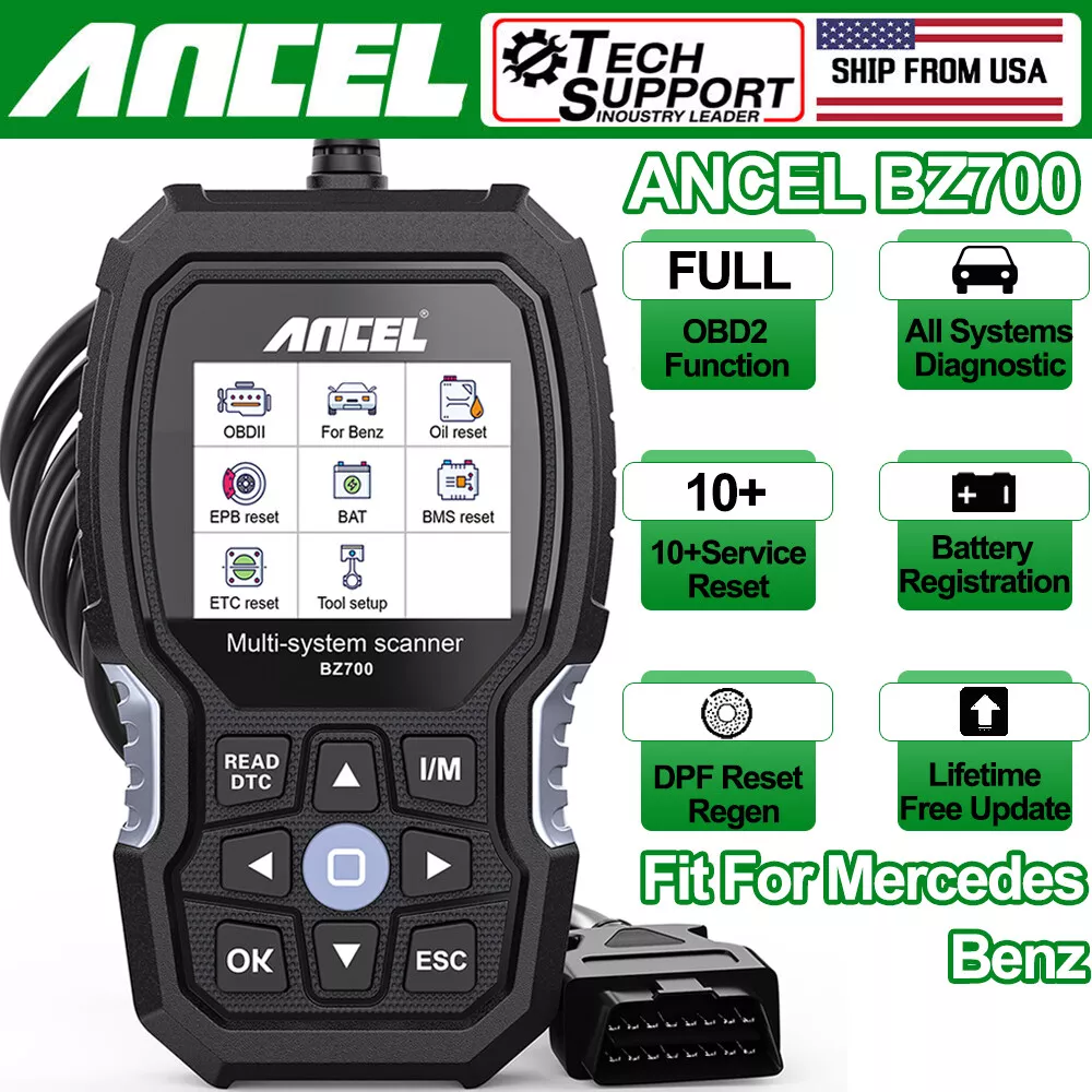 ANCEL BZ700 OBD2 Scanner All System ABS SRS SAS for Mercedes Benz ...
