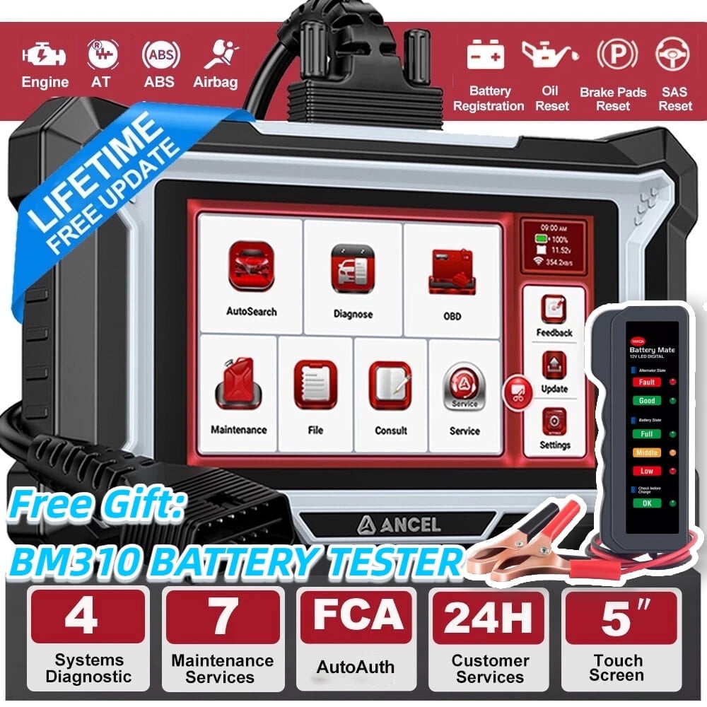 ANCEL OBD2 Scanner Check ABS SRS Transmission Engine Code Reader with 7 ...
