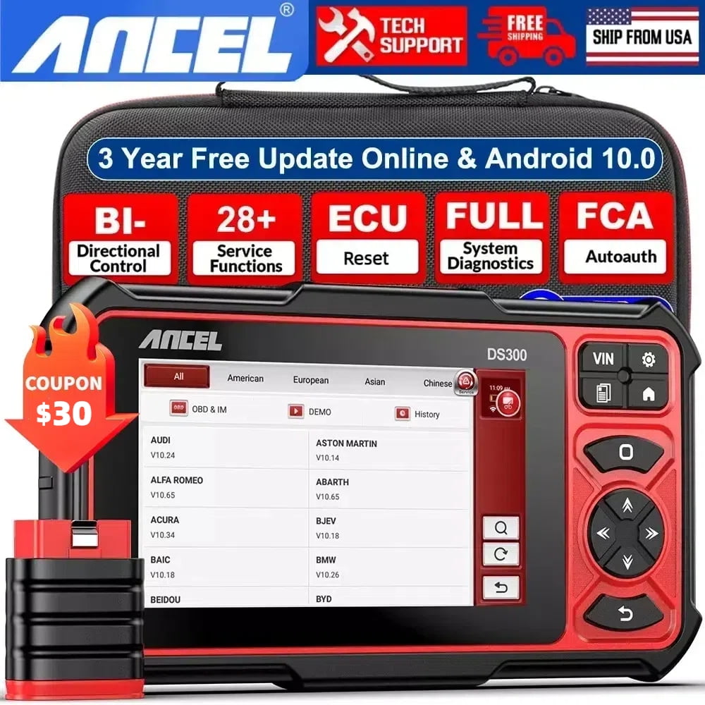 ANCEL DS300 Bluetooth OBD2 Scanner Automotive Bidirectional Scan Tool ...