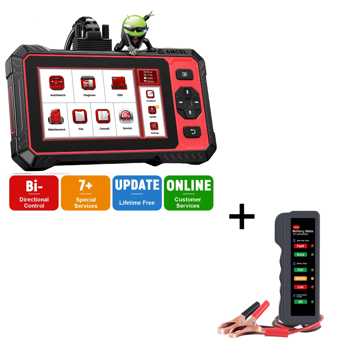 ANCEL DS400 Lite Bidirectional ABS SRS Car OBD2 Scanner Diagnostic Tool ...