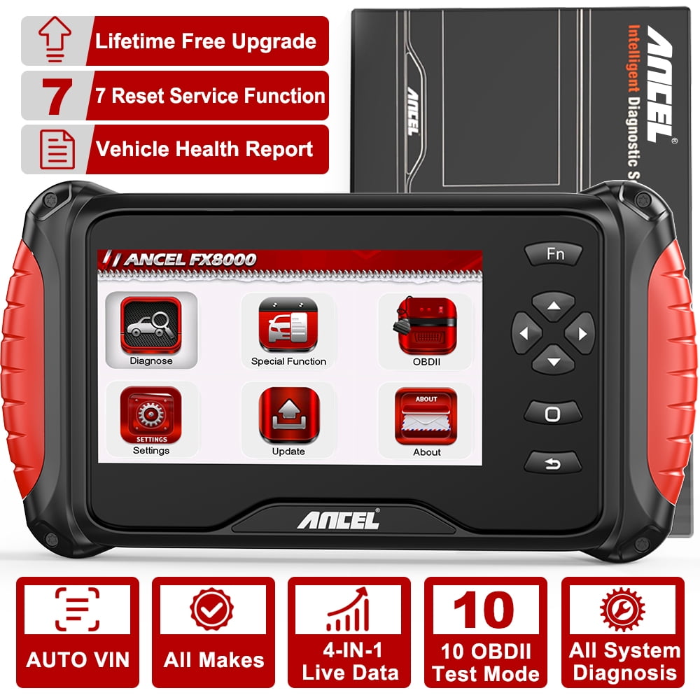 ANCEL FX8000 Automotive Diagnostic Scan Tool for All Systems OBD2 Scanner with 6 Reset Functions ...