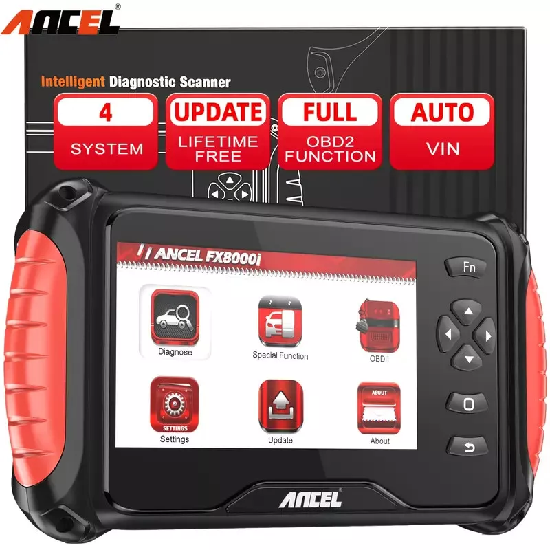 ANCEL FX8000-I OBD2 Scanner Four Systems Diagnostic Scan Tool ABS SRS Gearbox Engine OBDII Code ...