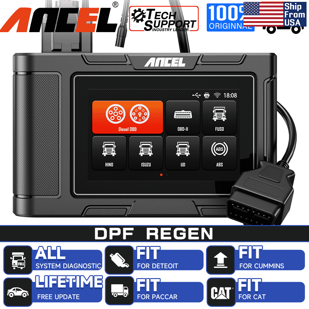 ANCEL HD3400 OBD2 Scanner: Heavy Duty Truck DPF Regen & System ...