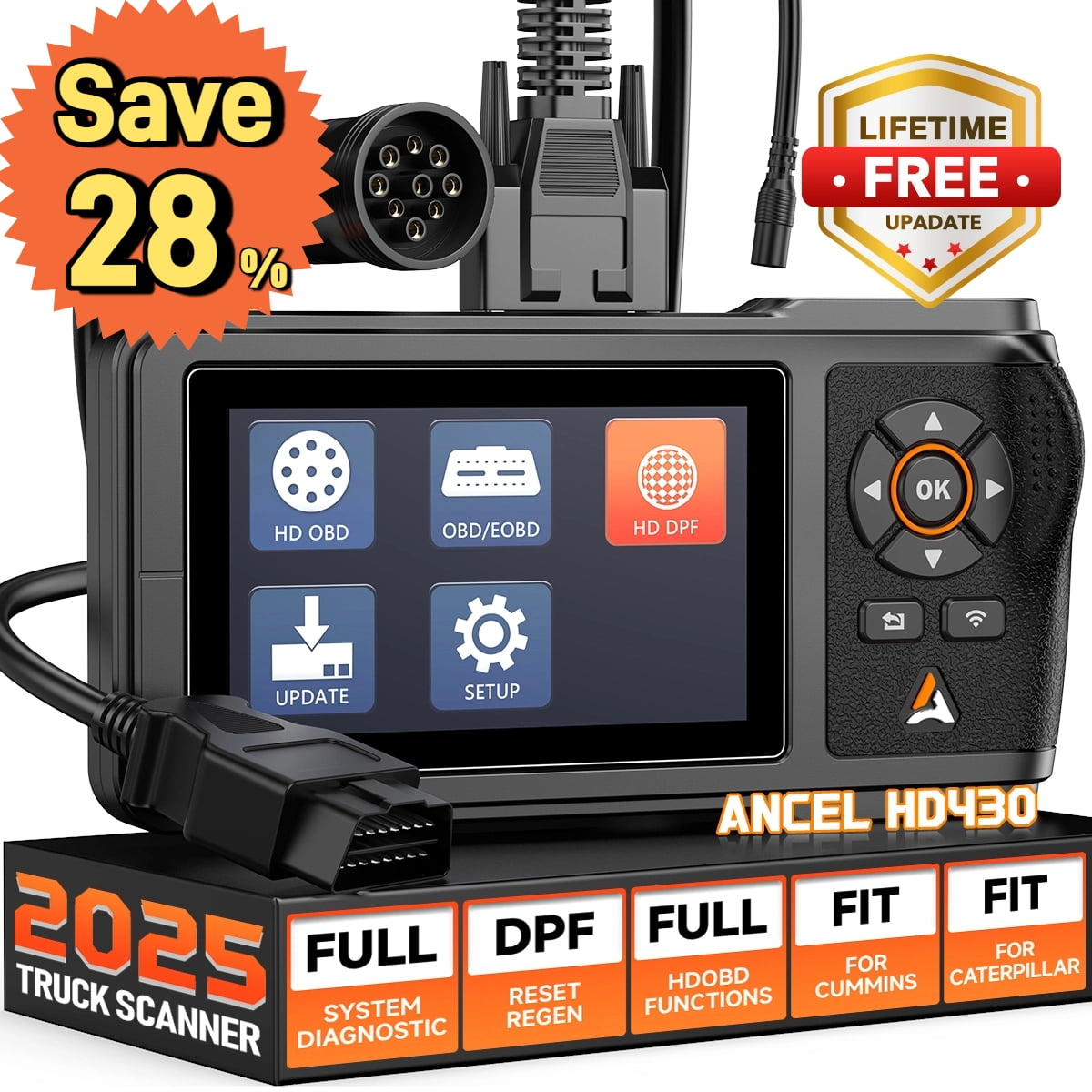 ANCEL Heavy Duty Truck Scanner OBD Diesel Diagnostic Tool DPF ...