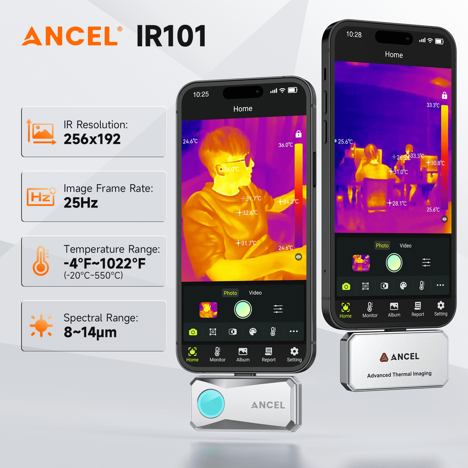 ANCEL IR101 Thermal Imaging Camera 256x192 IR Resolution 25Hz Refresh ...
