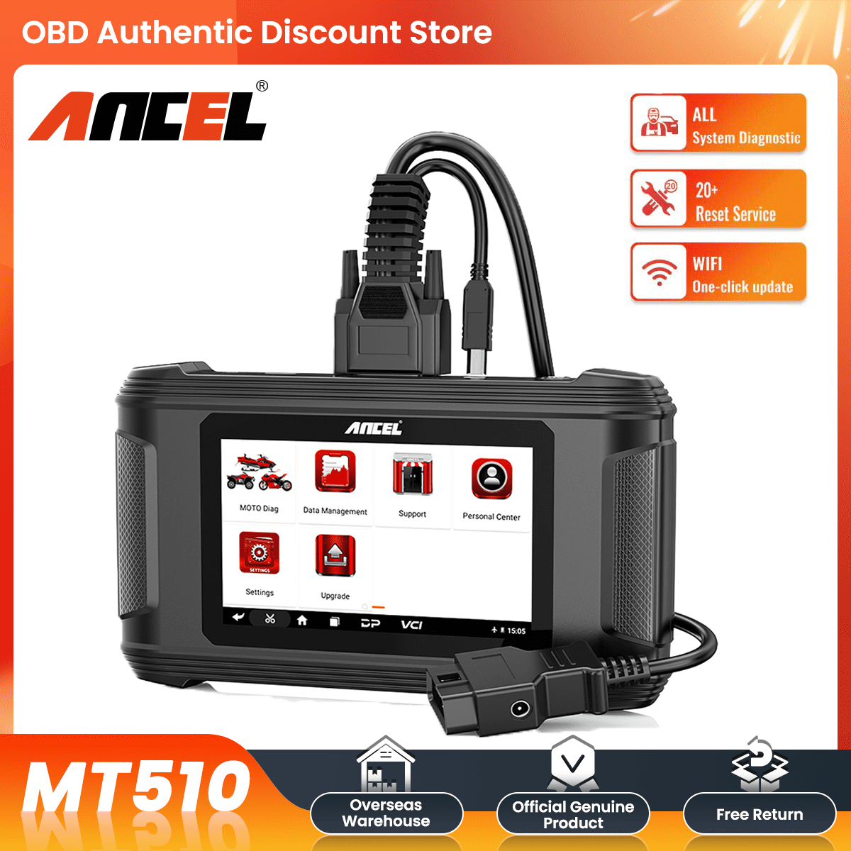 ANCEL MT510 Motorcycle Scanner for BMW/DUCATI/Harley Full System ...