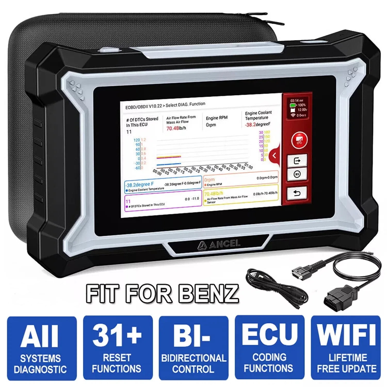 ANCEL OBD2 Scanner Diagnostic Tool for Benz Maybach, Full System ...