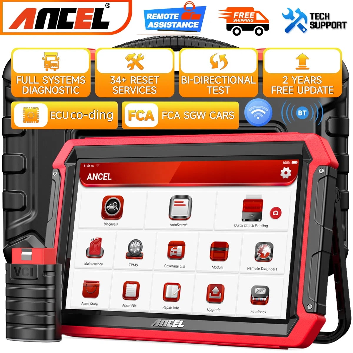 ANCEL OBD2 Scanner Wireless Full System Bidirectional Diagnostic Tool ...
