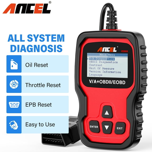 Ancel VD500 OBD2 Scanner Code Reader All System ABS SRS EPB IMMO Automotive Diagnostic Tools ...