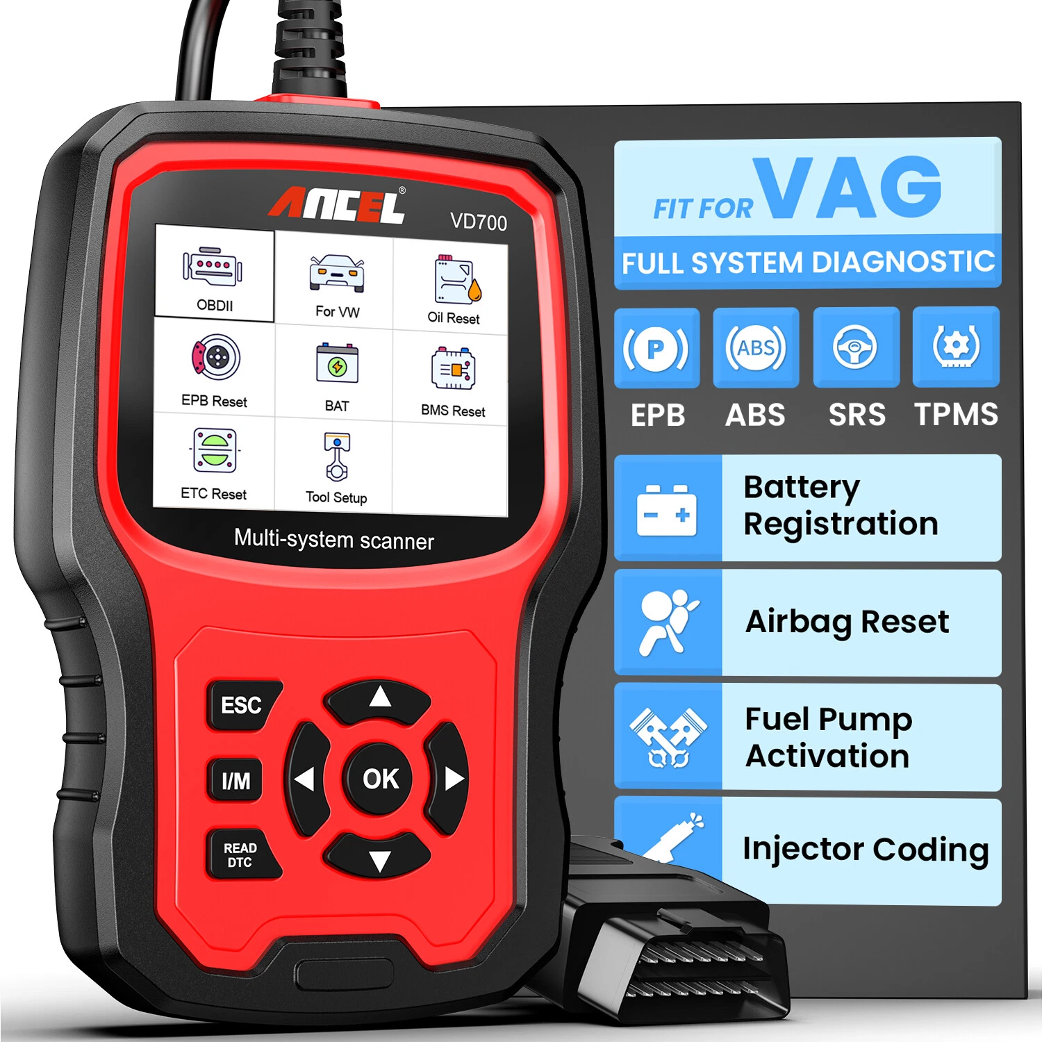ANCEL VD700 Full Systems Diagnostic Tool Fit for Volkswagen VW Audi ...