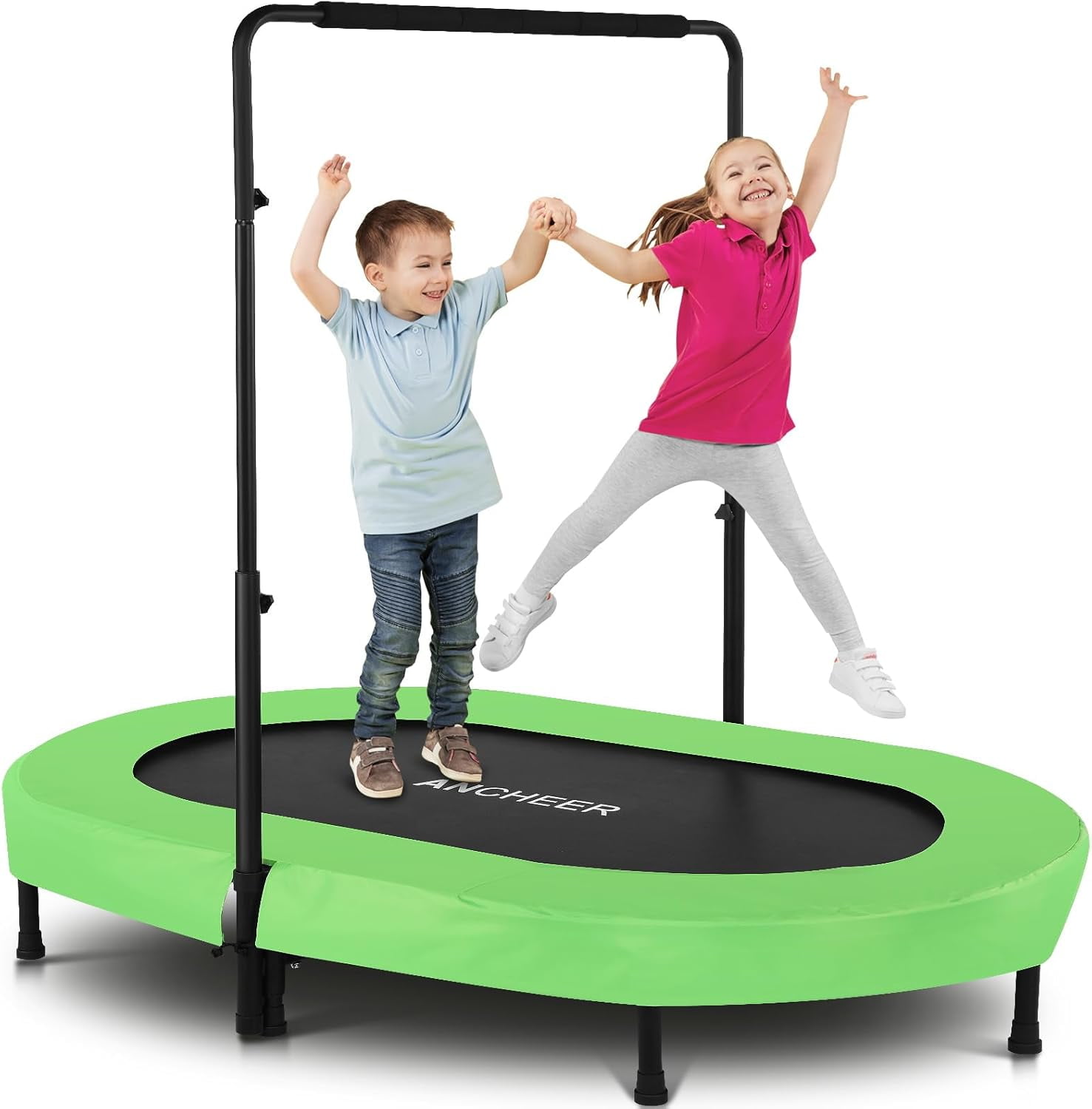 ANCHEER 56" Double Mini Trampoline for Kids, Mini Rebounder with 5 ...
