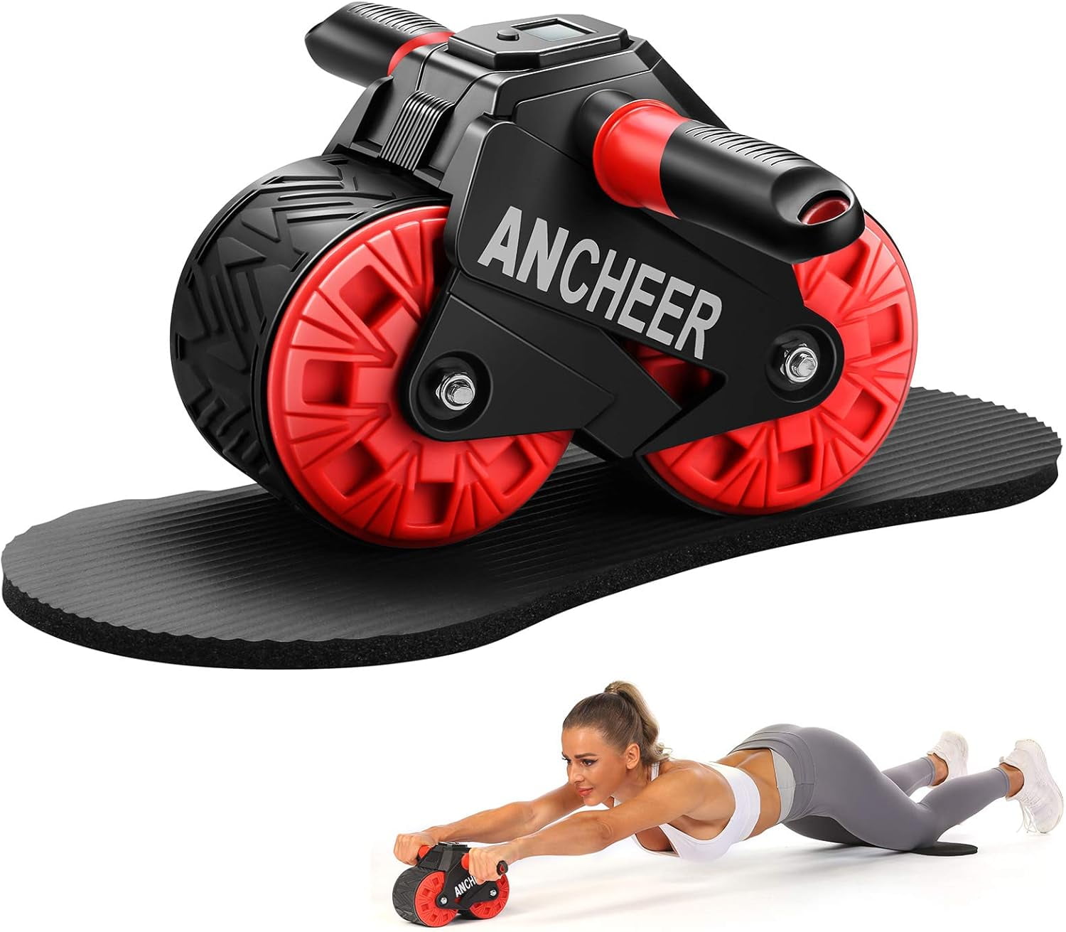 ANCHEER Ab Roller for Abs workout, Ab Wheel Roller with Knee Pad Mat ...
