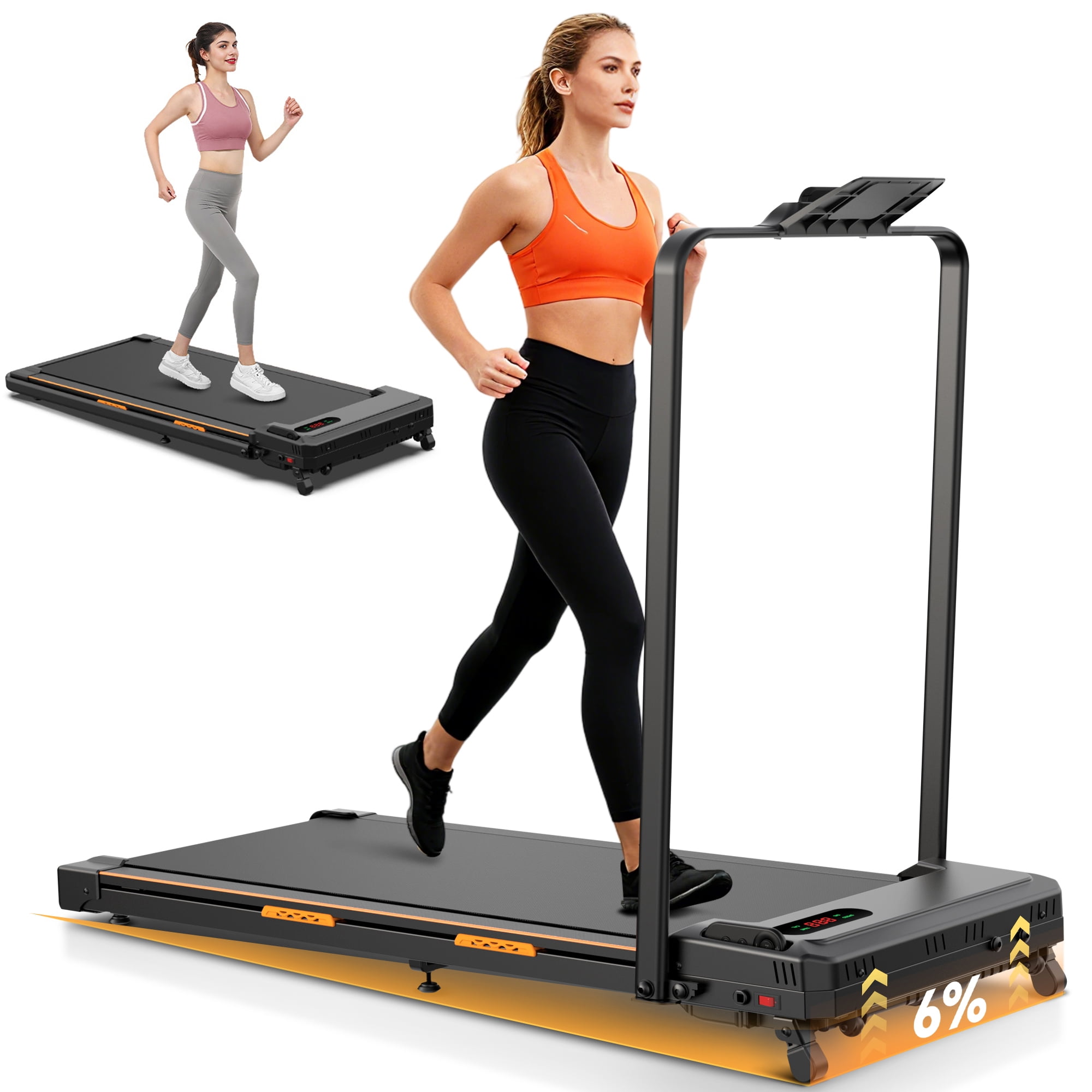 Walking Pad Treadmill with Handle Bar, Portable Under Desk Treadmill ...