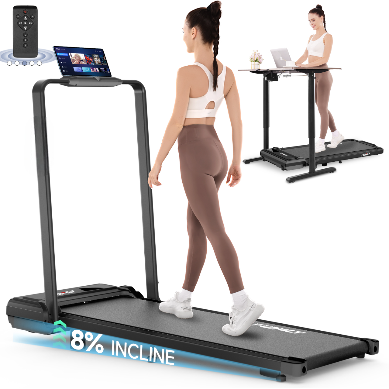 Portable Folding Walking Pad 300lb,7.5 MPH Under Desk Treadmill with ...