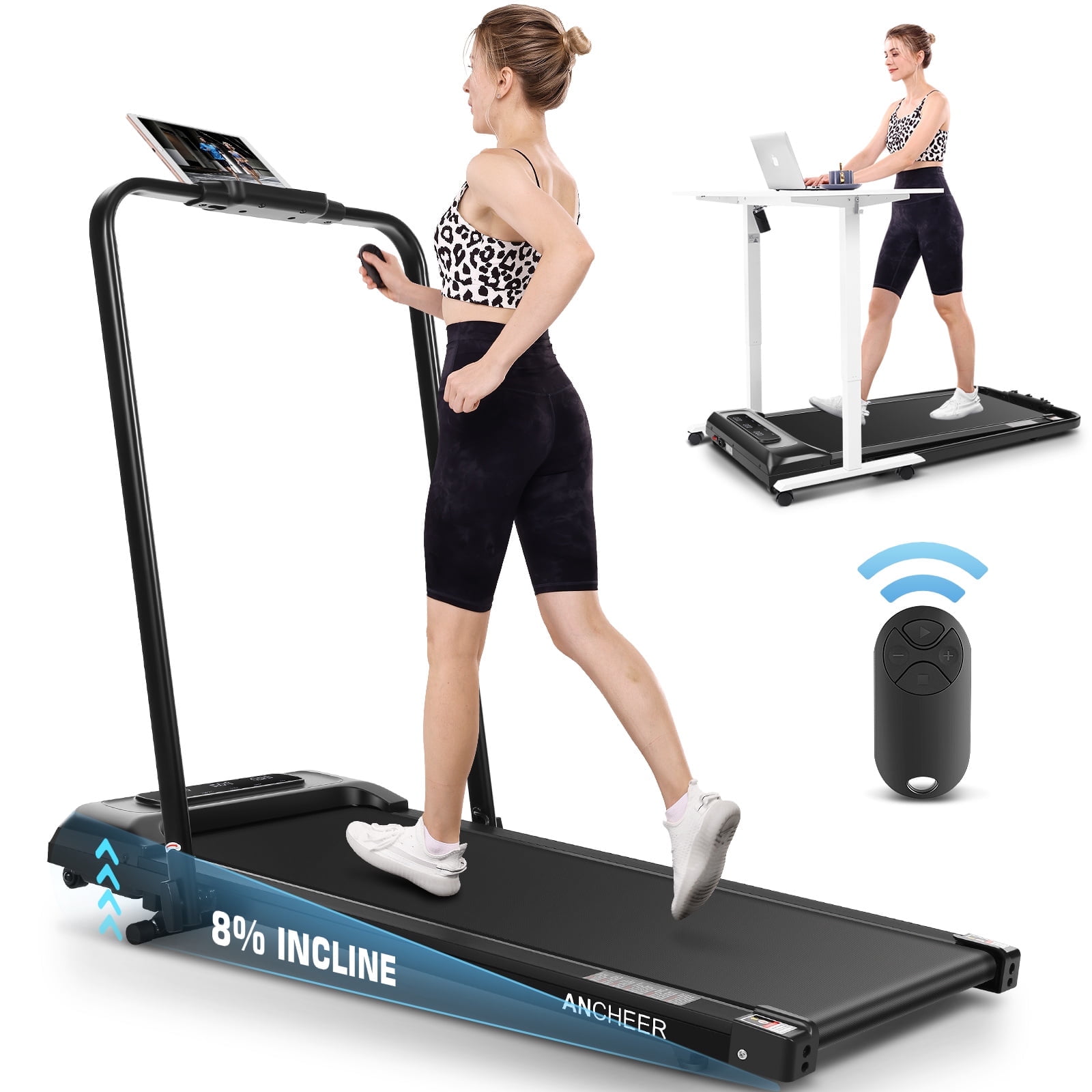 ANCHEER Folding Treadmill with 8% Incline,Walking Pad Treadmill with ...