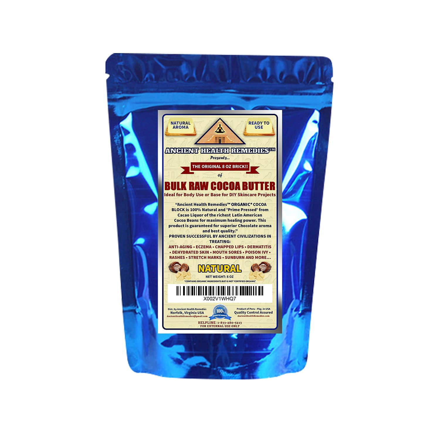 ANCIENT HEALTH REMEDIES Organic DPF11 Unrefined Raw NATURAL COCOA ...