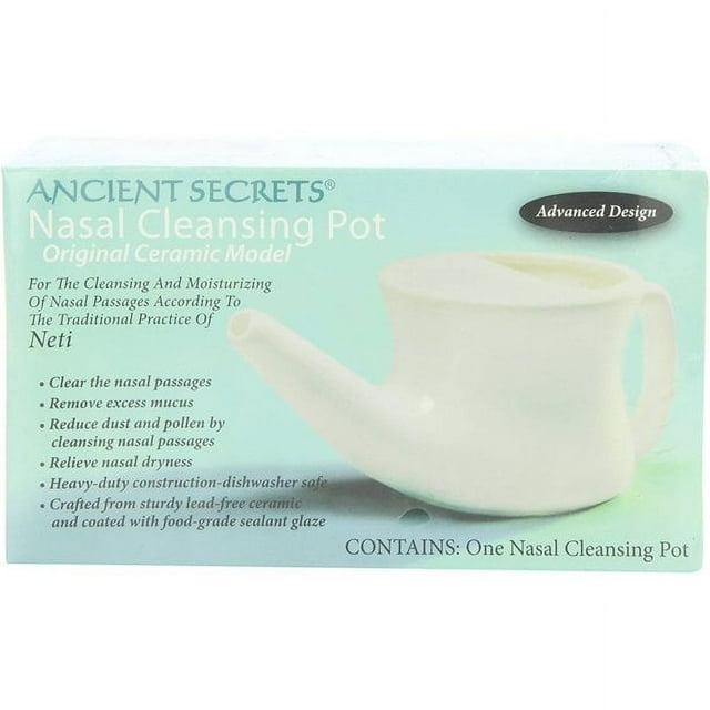 ANCIENT SECRETS Nasal Cleansing Pot original ceramic model for the cleansing and moisturizing of ...