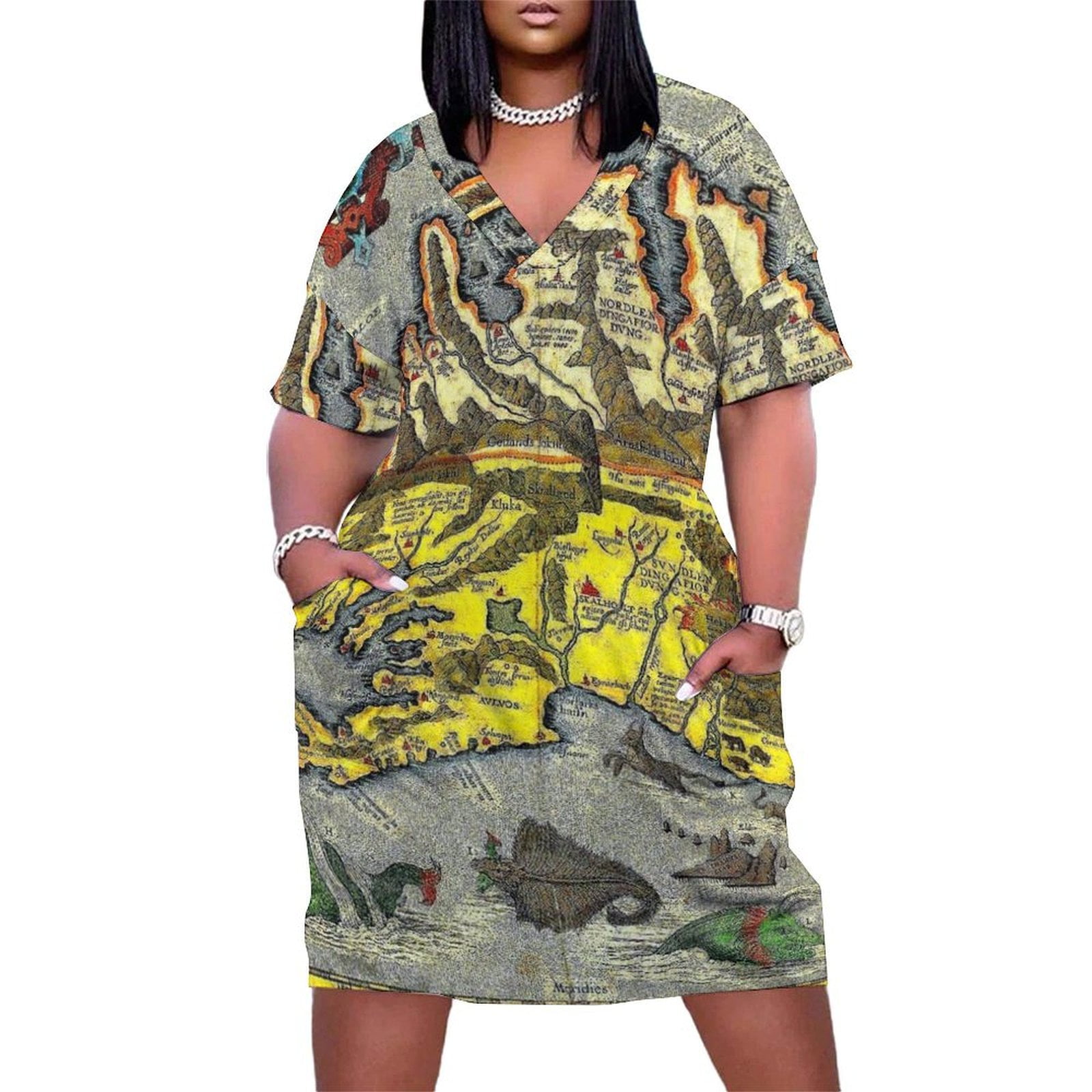 ANCIENT VIKING MAP of ICELAND Loose Pocket Dress dresses for prom ...